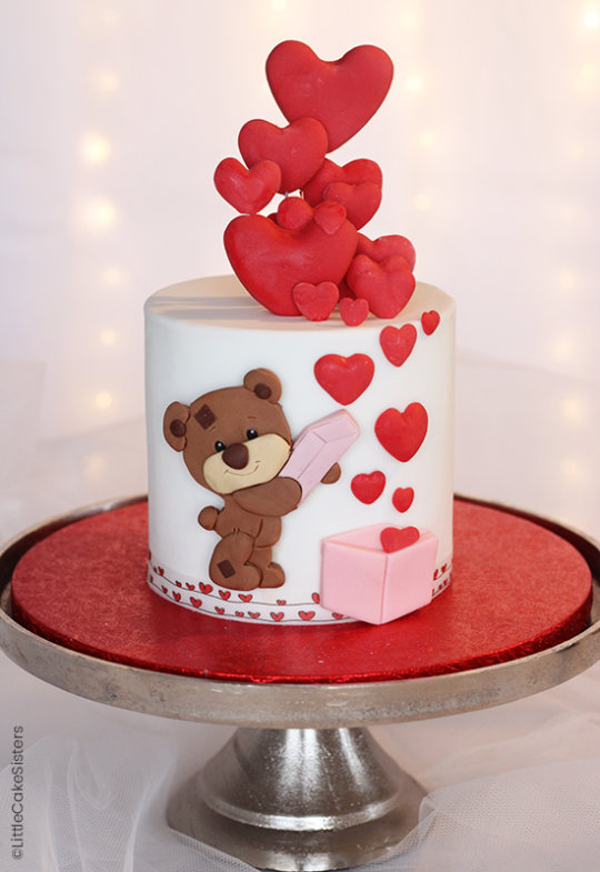 Le gâteau "L'ourson de la Saint Valentin" - tutoriel - Féerie cake