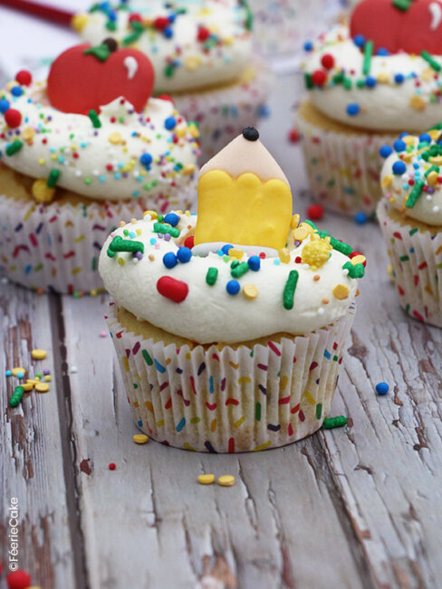Cupcakes "Dans mon cartable" - Féerie cake