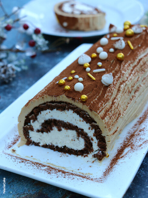 Bûche chocolat crème mascarpone et speculoos - Féerie cake